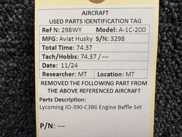 Aviat Husky A-1C-200 Lycoming IO-390-C3B6 Engine Baffle Set For Sale