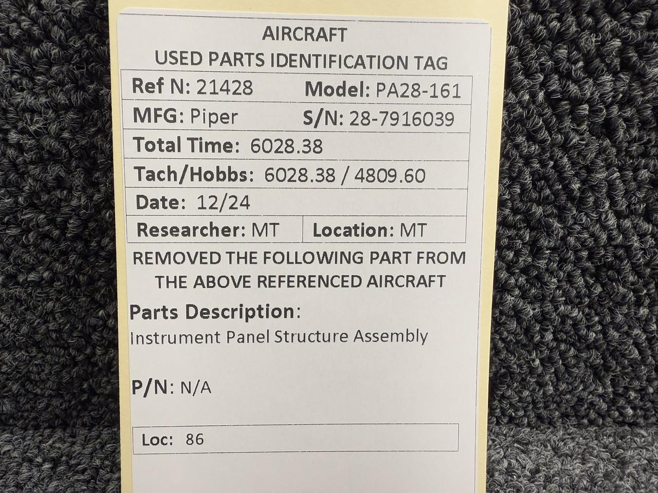 Piper PA28-161 Instrument Panel Structure Assembly For Sale
