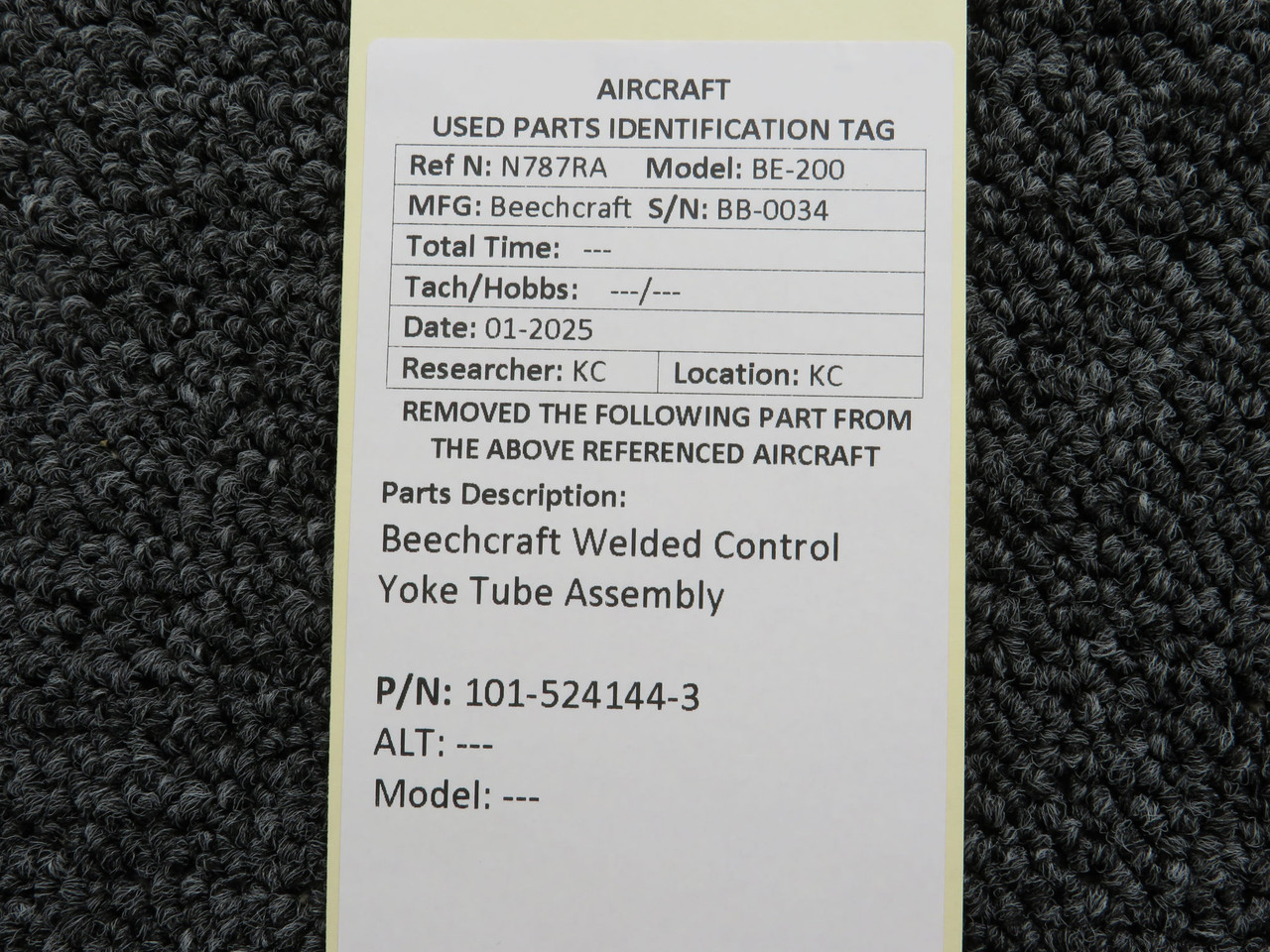 101-524144-3 Beechcraft Welded Control Yoke Tube Assembly For Sale