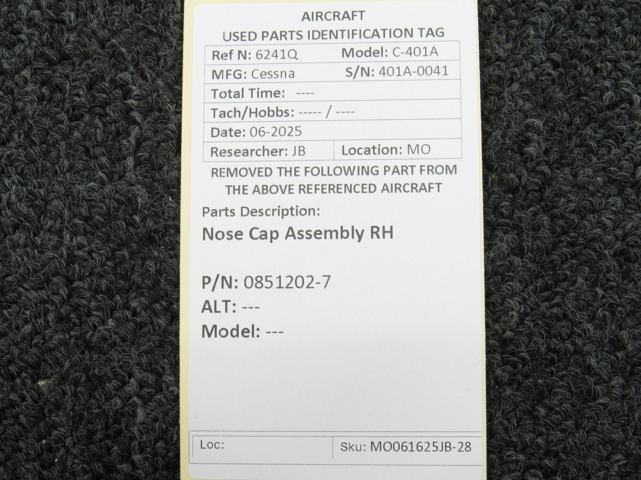 0851202-8 Cessna C-401A Nose Cap Assembly RH For Sale