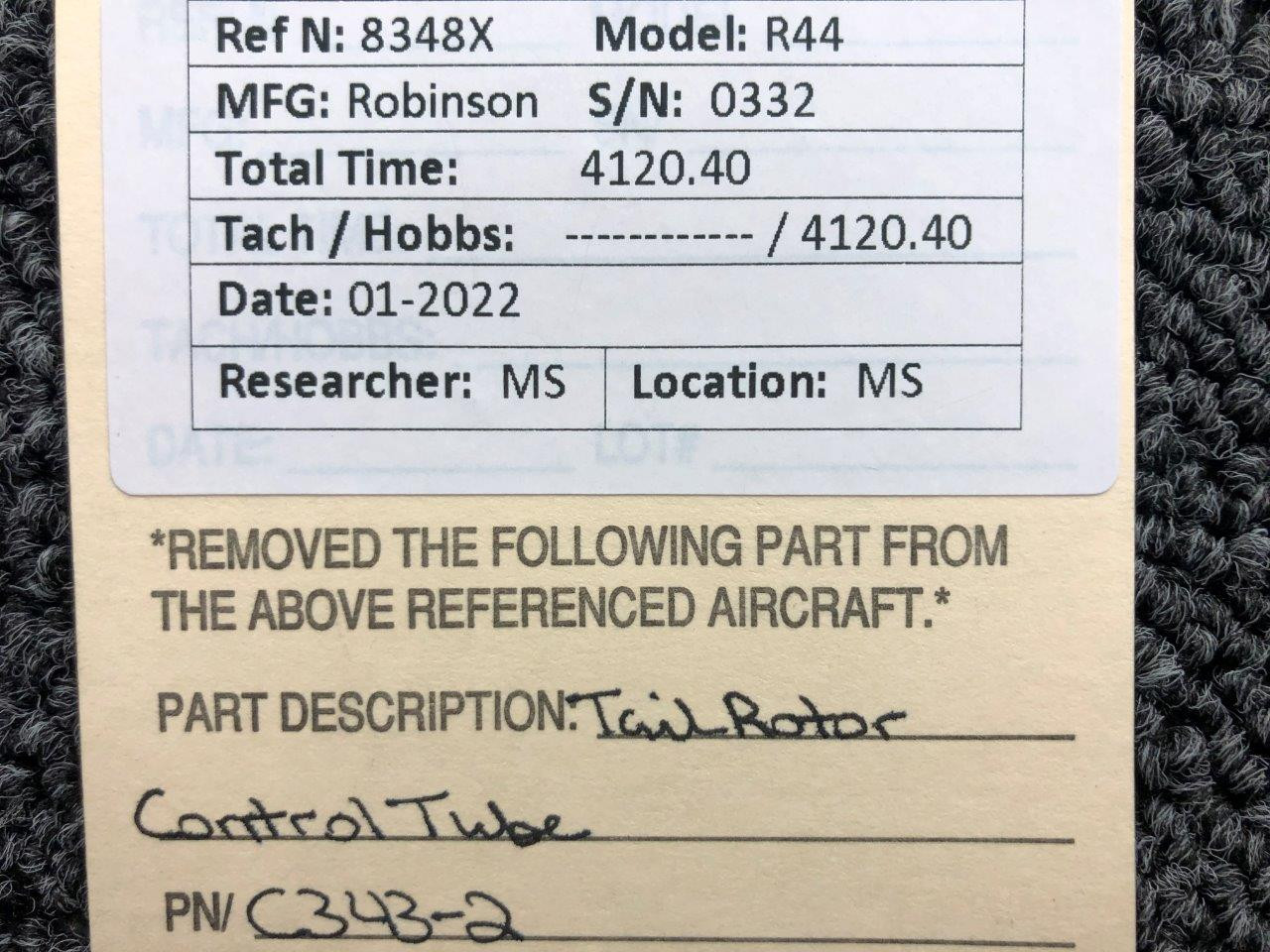 C343-2 Robinson R44 Tail Rotor Control Tube