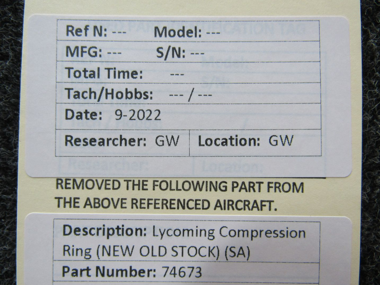 74673 Lycoming Compression Ring (NEW OLD STOCK) (SA)