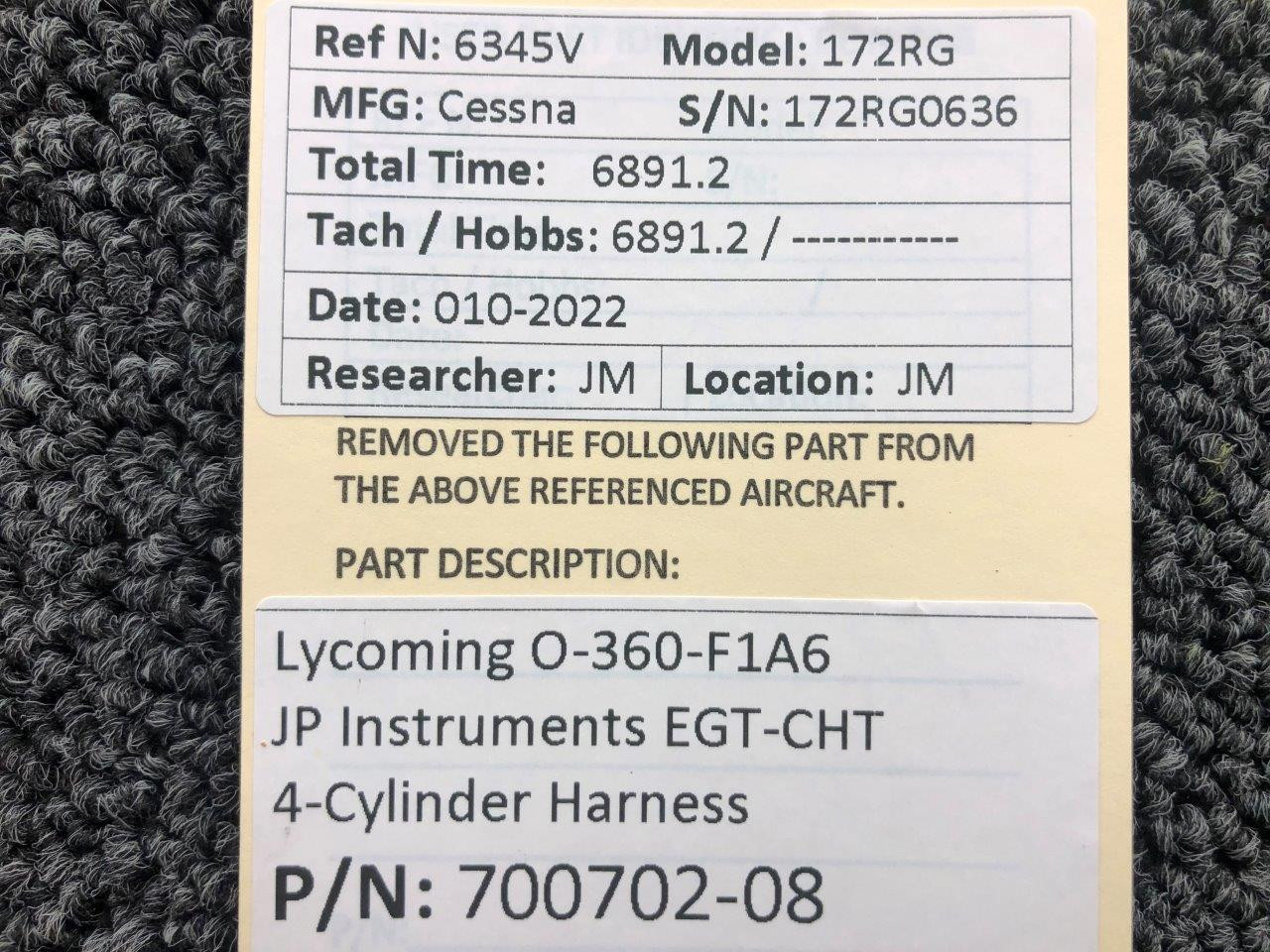 700702-08 Lycoming O-360-F1A6 JP Instruments EGT-CHT Harness