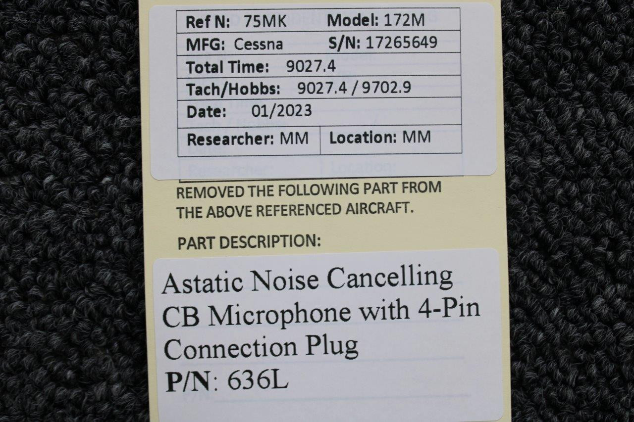 636L Astatic Noise Cancelling CB Microphone with 4-Pin Connection Plug