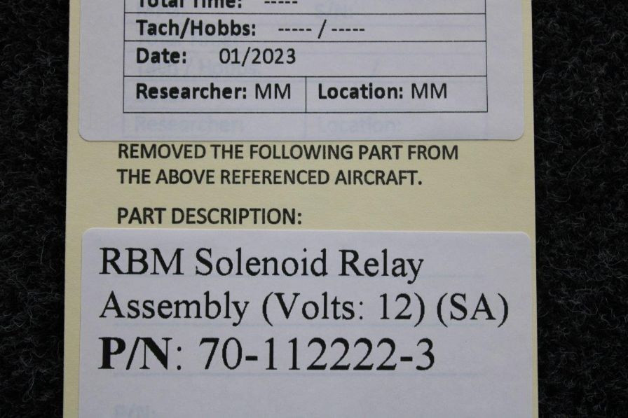 70-112222-3 RBM Solenoid Relay Assembly (Volts: 12) (SA)