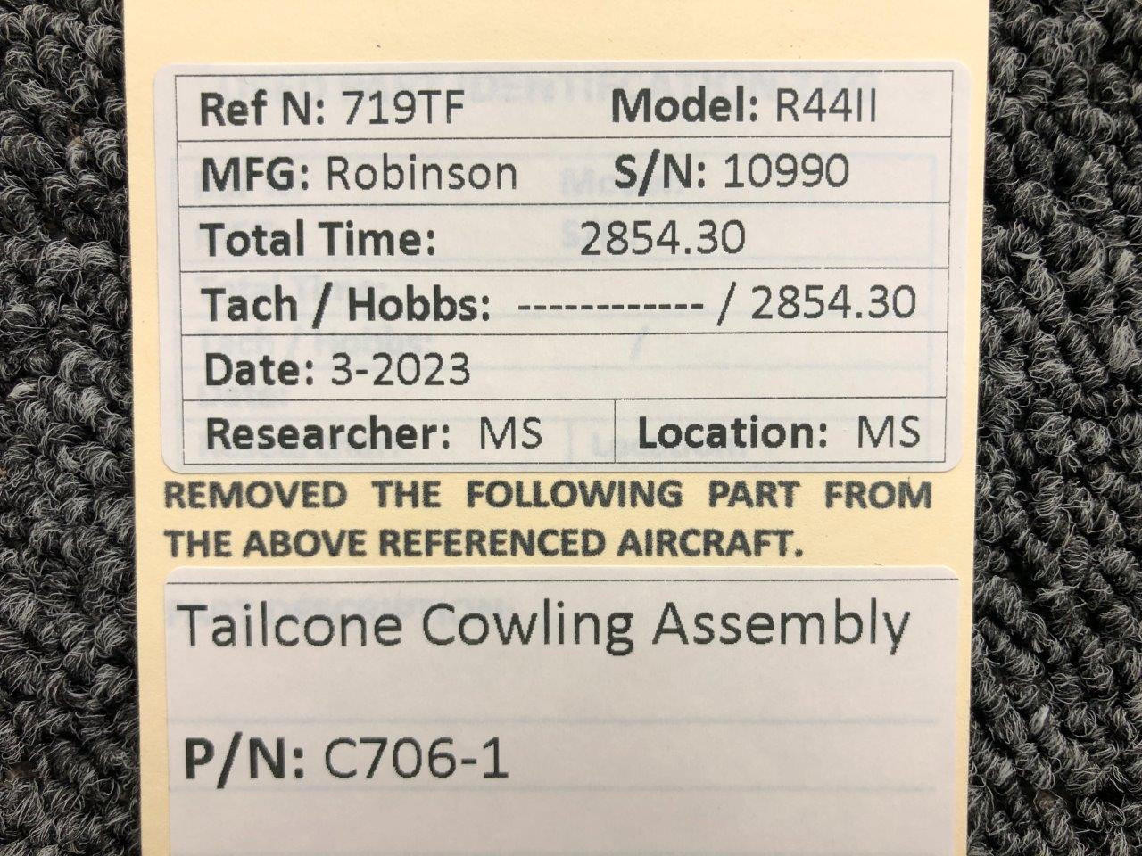 C706-1 Robinson R44II Tailcone Cowling Assy