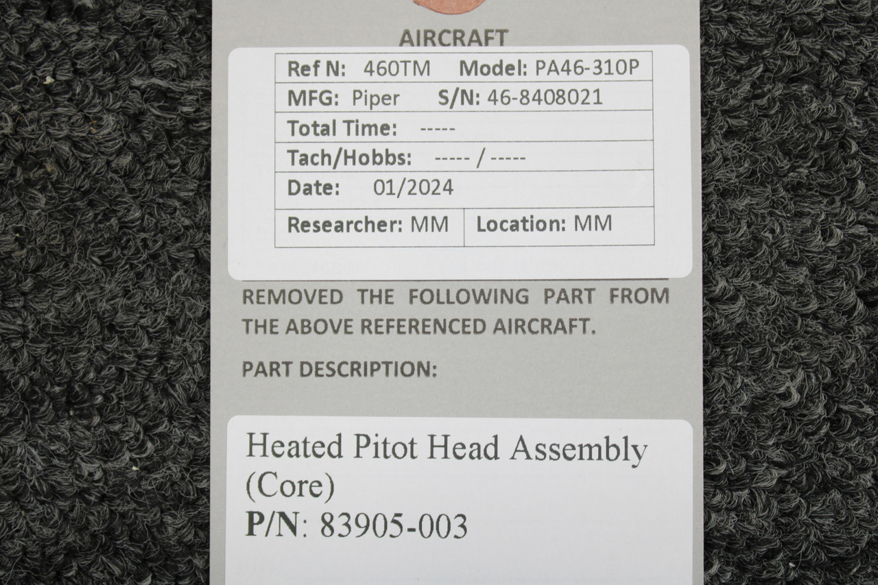 83905-003 Piper PA46-310P Heated Pitot Head Assembly (Core)