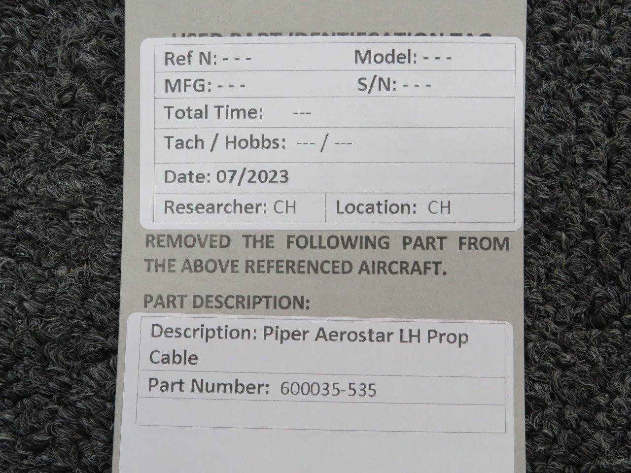 600035-535 Piper Aerostar Prop Cable For Aircraft