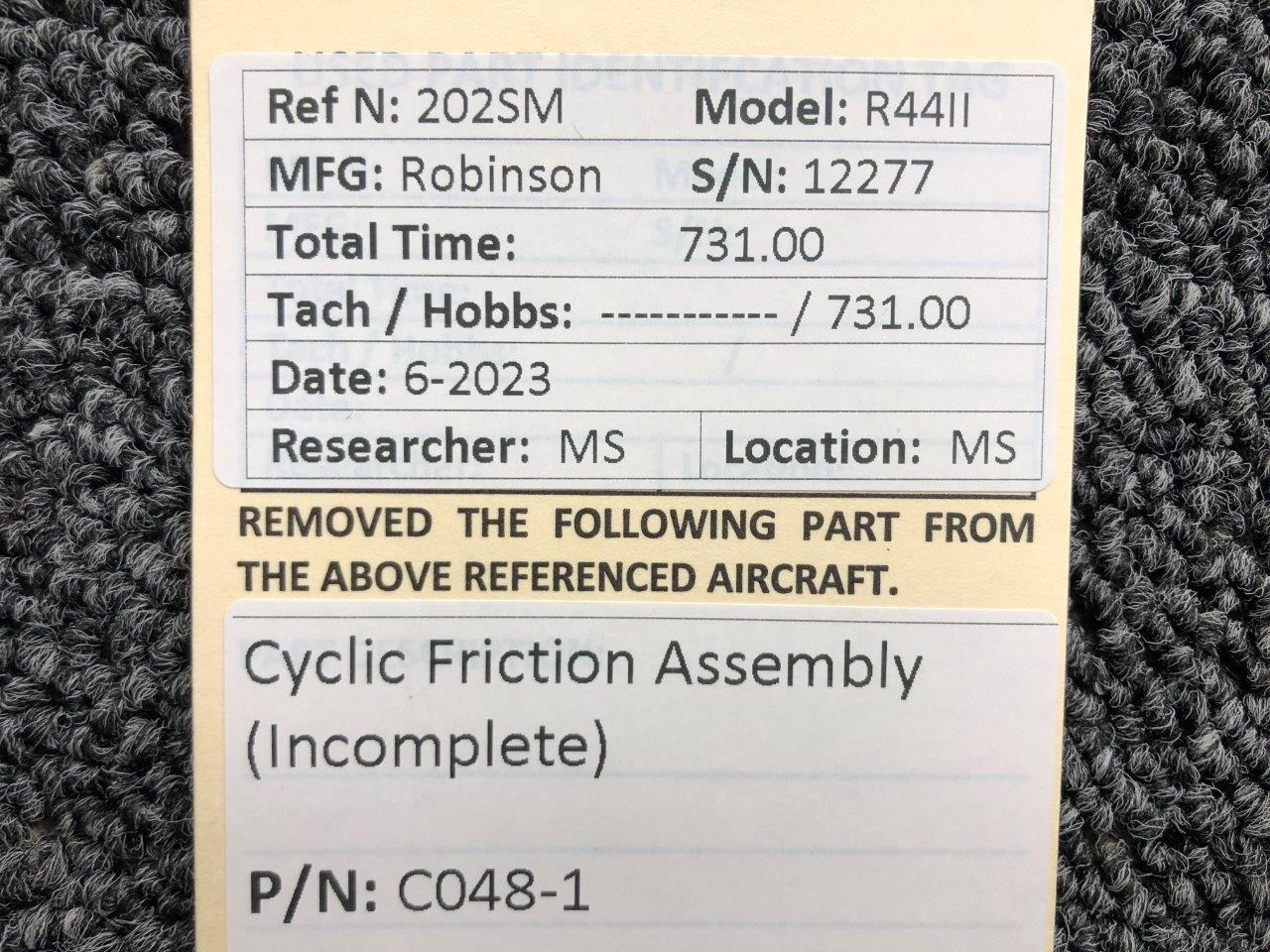 C048-1 Robinson R44II Cyclic Friction Assembly (Incomplete) For Sale