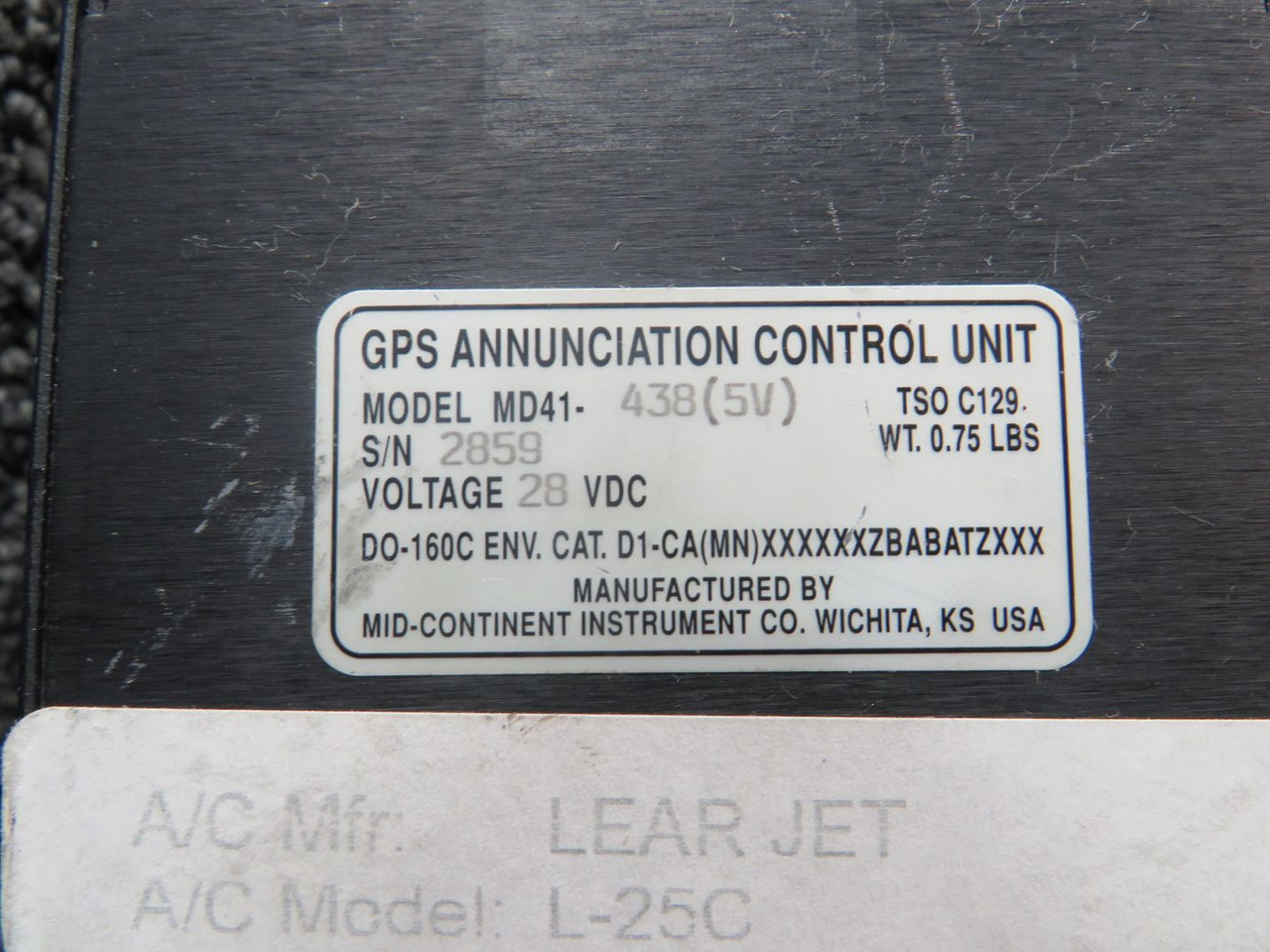 2859 Mid-Continent MD41-438 GPS Annunciation Control Unit Voltage 5