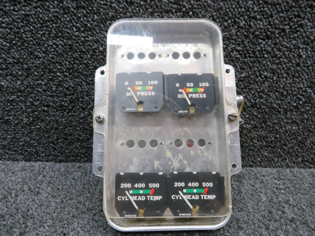 764-431 Piper PA30 Grey Faced Engine Gauge Cluster Assembly