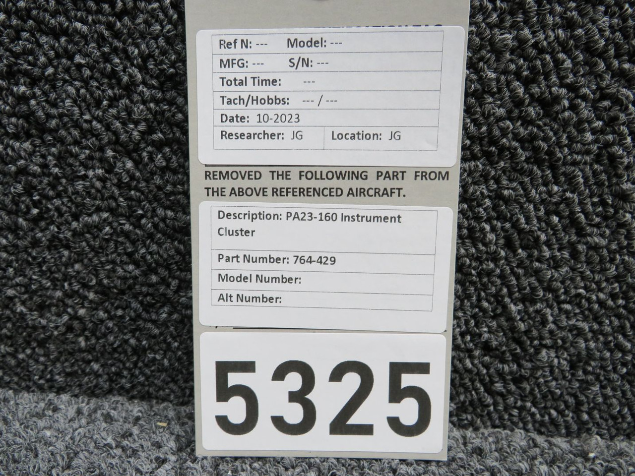 764-429 Piper PA23-160 Aircraft Instrument Indicator Gauge Cluster Assembly