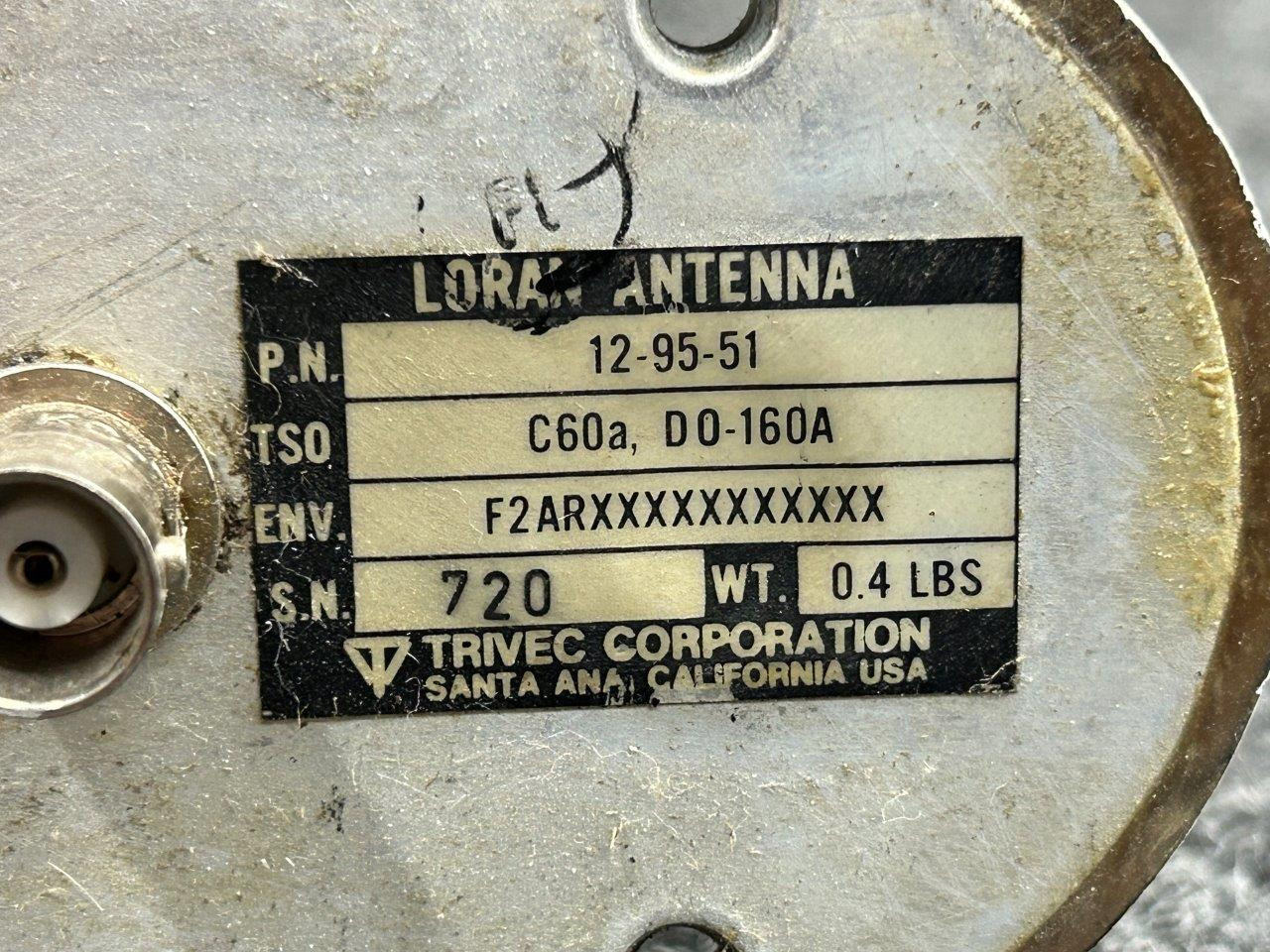 12-95-51 Trivec Corporation Loran Antenna For Sale