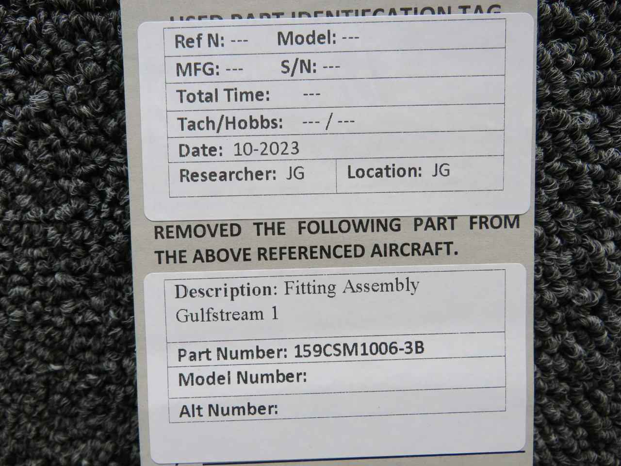 159CSM10006-3B Gulfstream I Aircraft Fitting New Old Stock Flitting
