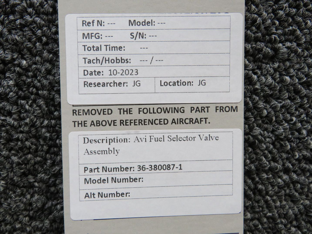 36-380087-1 AVI Aircraft Fuel Selector Valve Unit