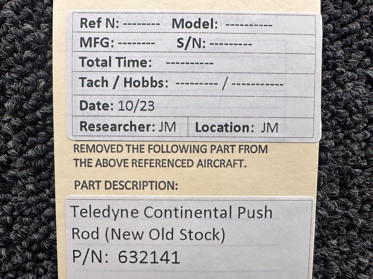 632141 Teledyne Continental Push Rod (New Old Stock) | BAS Airplane Parts