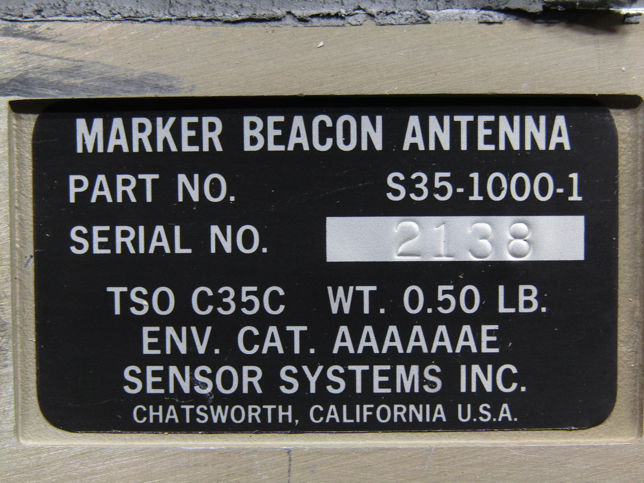 S35-1000-1 Sensor Systems Aircraft marker Beacon Antenna Assembly