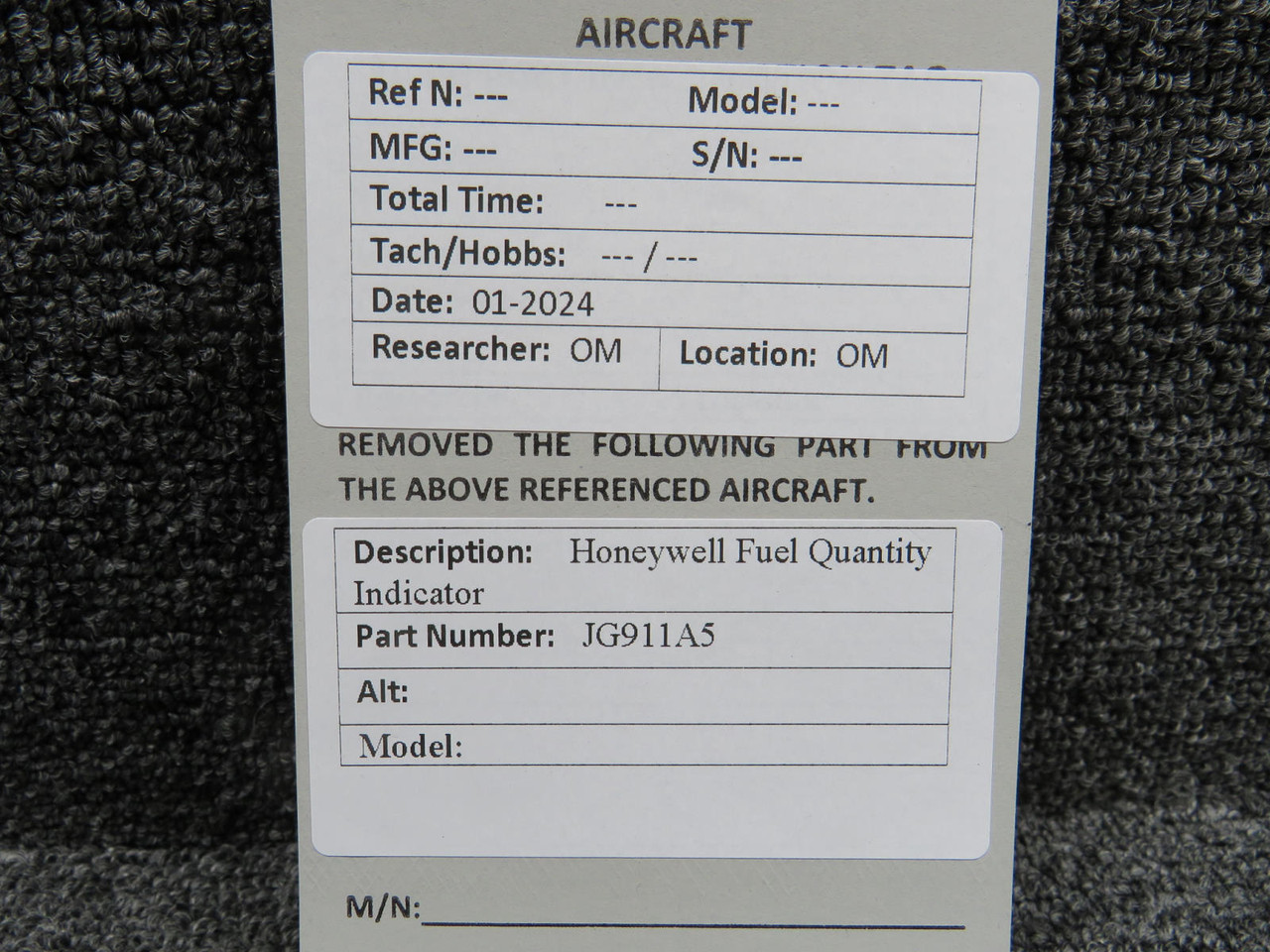 JG911A5 Honeywell Parts Fuel Quantity Indicator