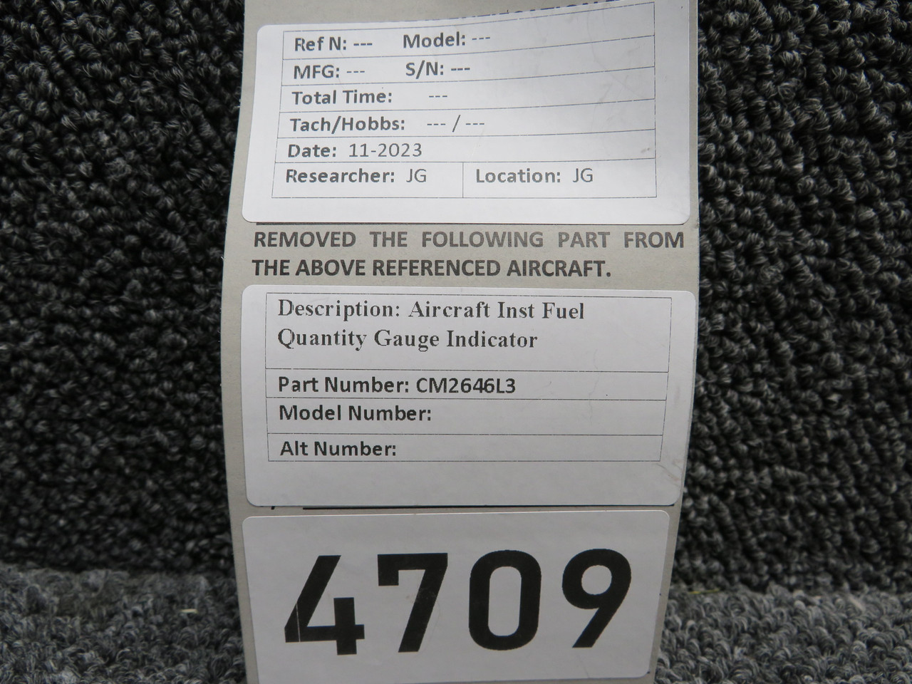 CM2646L3 Aircraft Instruments Fuel Quantity Gauge Indicator