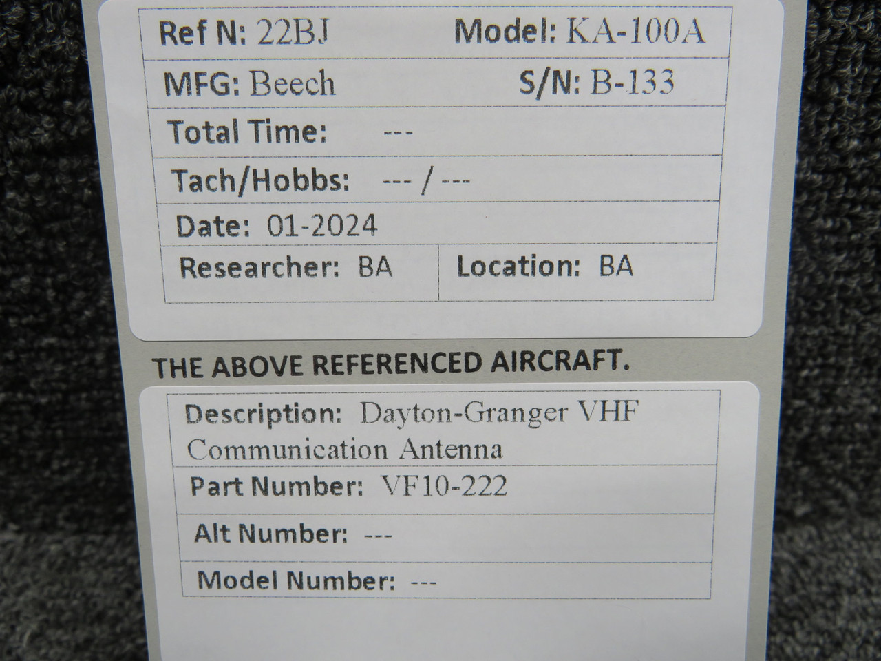 VF10-222 Dayton-Granger VHF Communication Antenna Unit