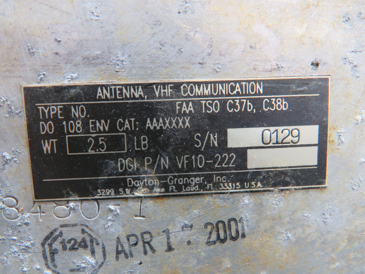 VF10-222 Dayton-Granger VHF Communication Antenna Unit