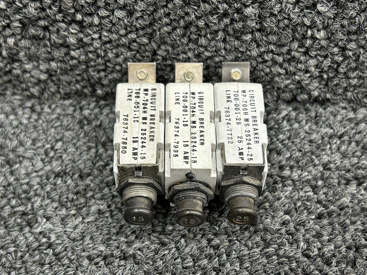 MS25244-15 and MS25244-25 Mechanical Products Set of 3 Push to Reset ...