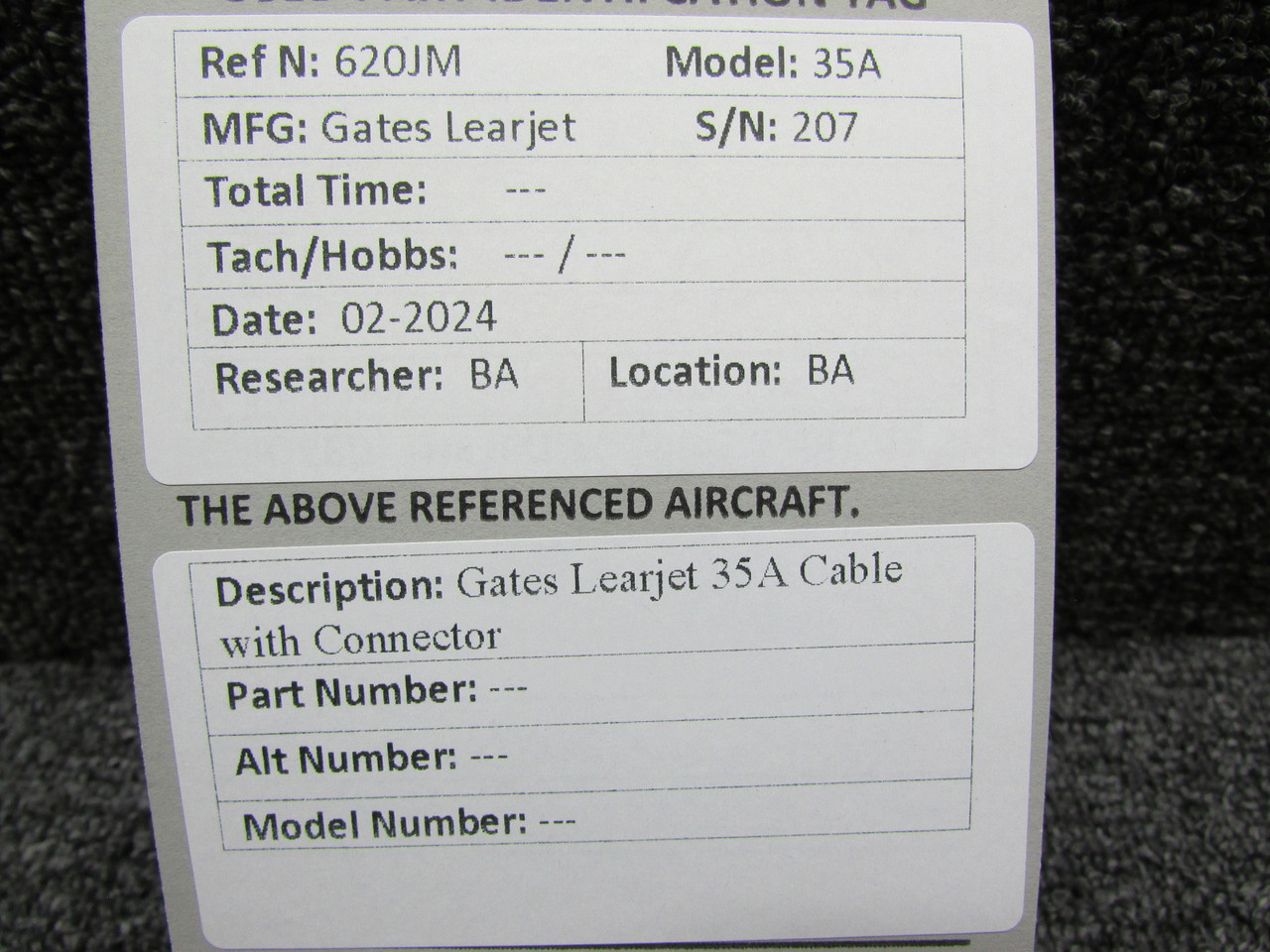 MS27291-14 Connector Part Number MS24266R20B41SN Gates Learjet 35A ...