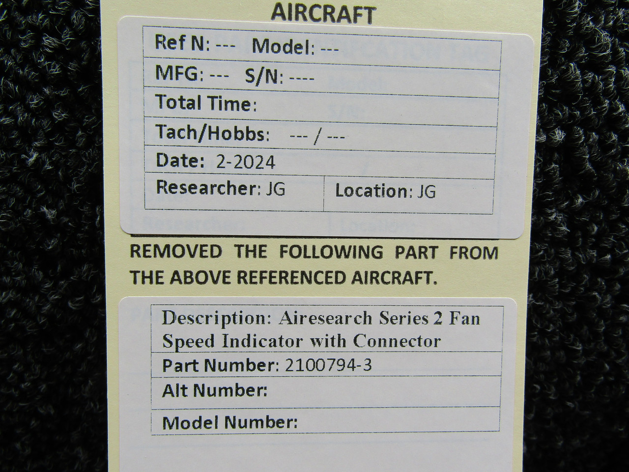 2100794-3 Airesearch Series 2 Indicator, Fan Speed Indicator With Connector