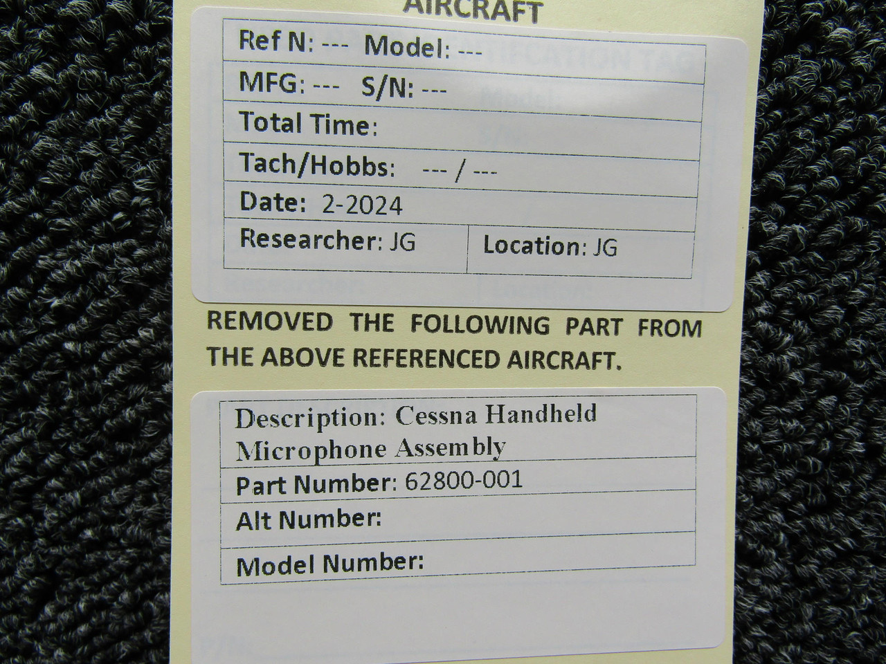 62800-001 Cessna Handheld Microphone Assembly Unit