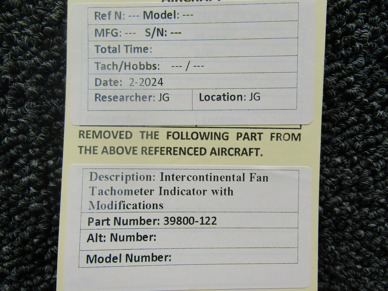 39800-122 Intercontinental Modified Fan Tachometer Indicator For Sale