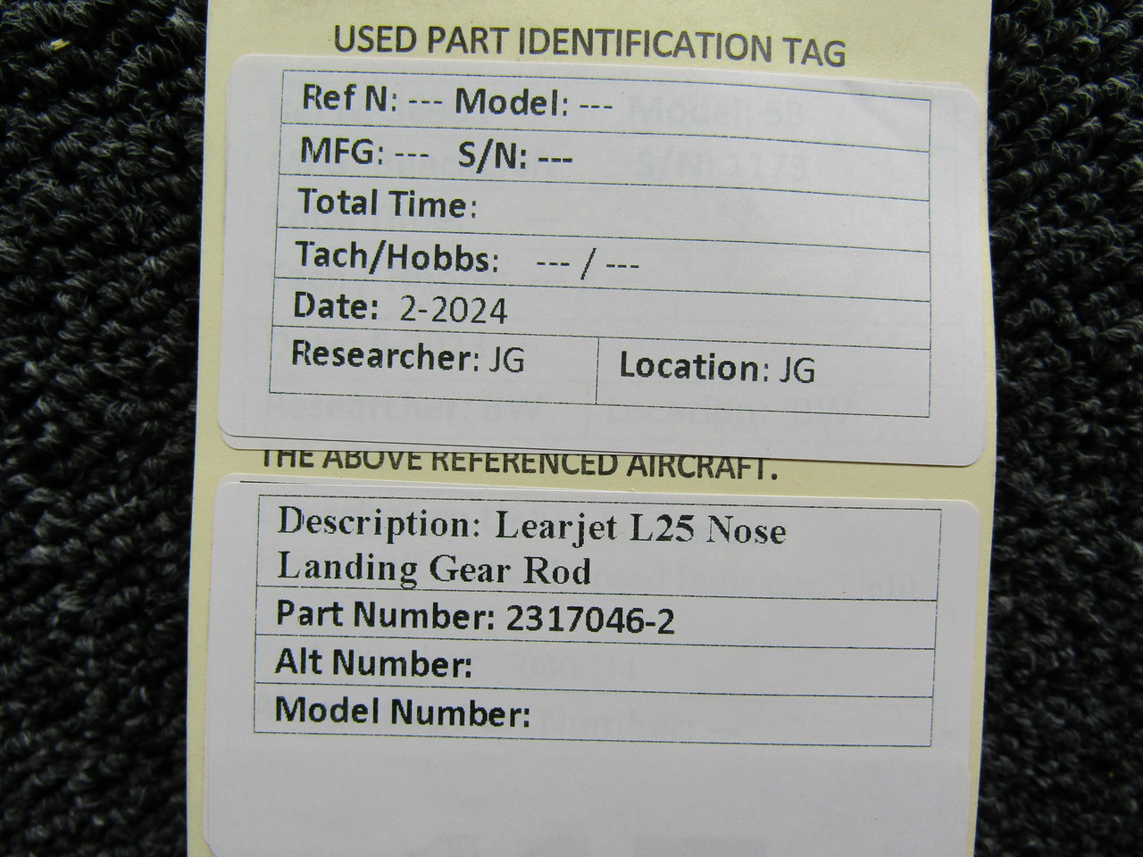 2317046-2 Learjet Parts L25 Nose Landing Gear Rod Assembly