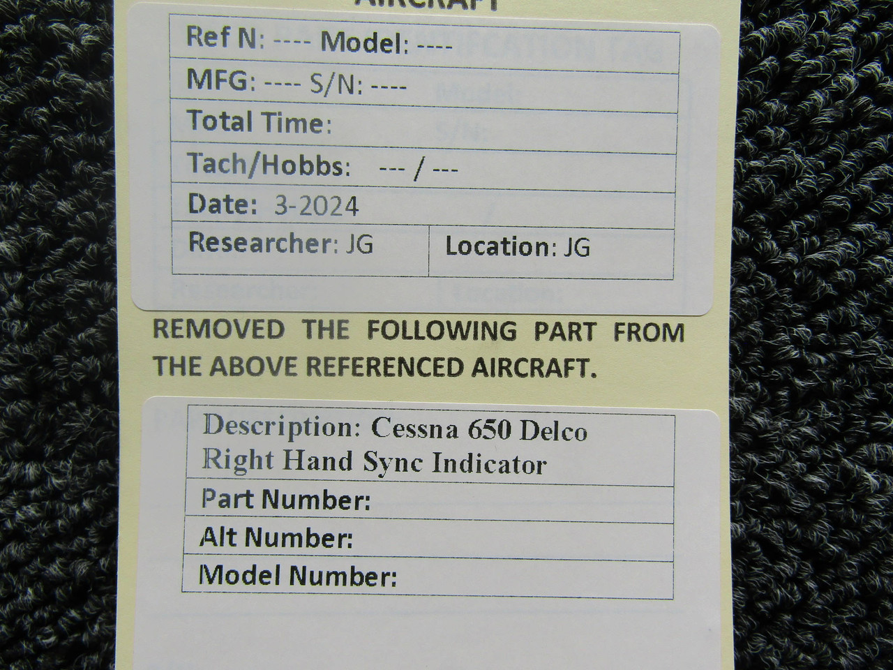 Cessna 650 Model Delco Right Hand Aircraft Sync Indicator