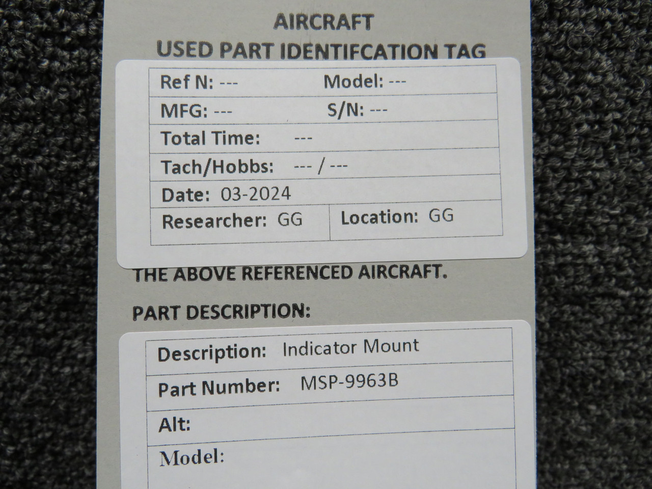 MSP-9963B Indicator Mount Part