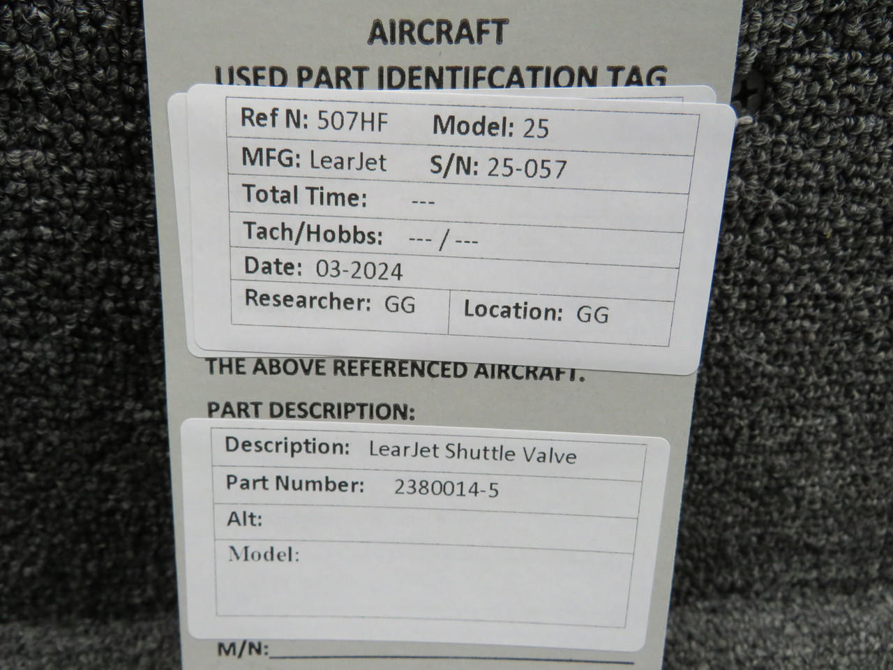 2380014-5 LearJet Airplane Parts Shuttle Valve