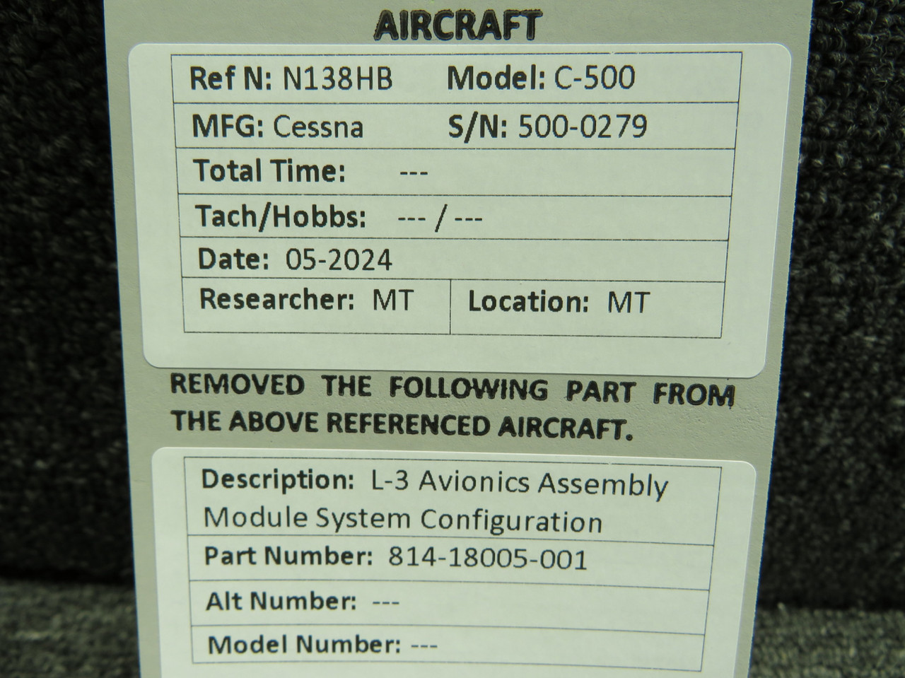 814-18005-001 L-3 Avionics Assembly Module System Configuration Unit