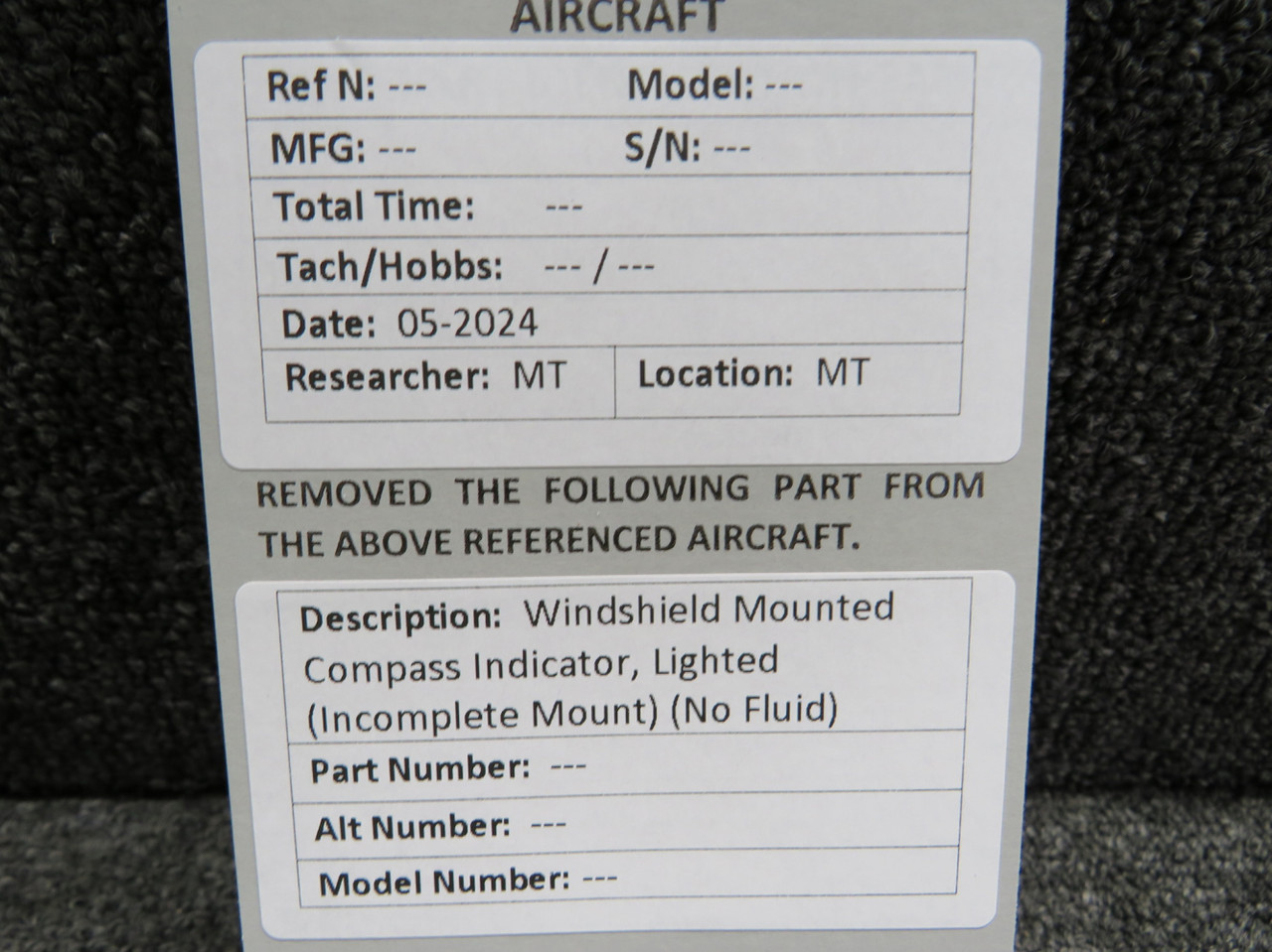 Windshield Mounted Compass Indicator Lighted Incomplete Mount No