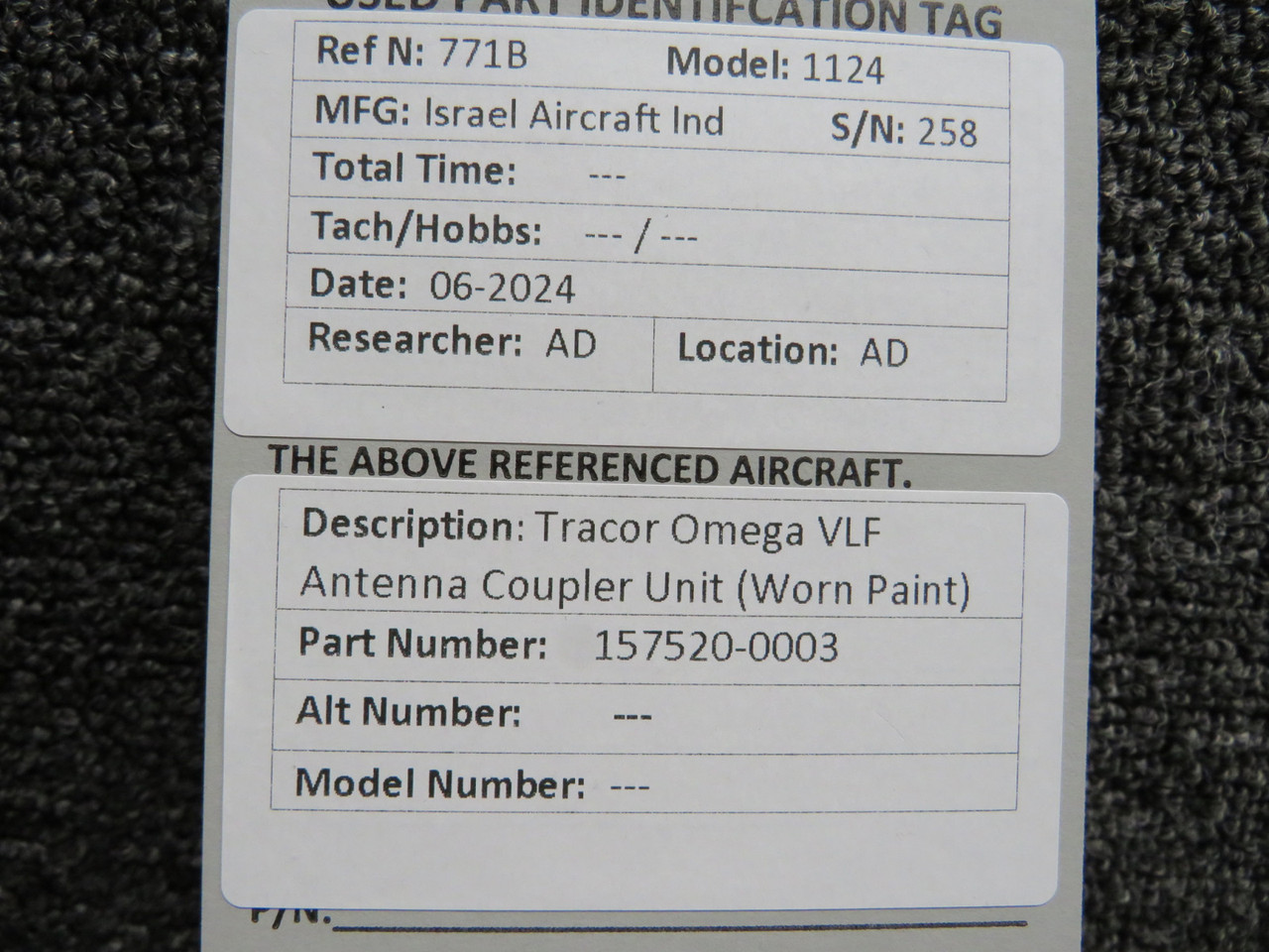 157520-0003 Tracor Omega VLF Antenna Coupler (Worn Paint)