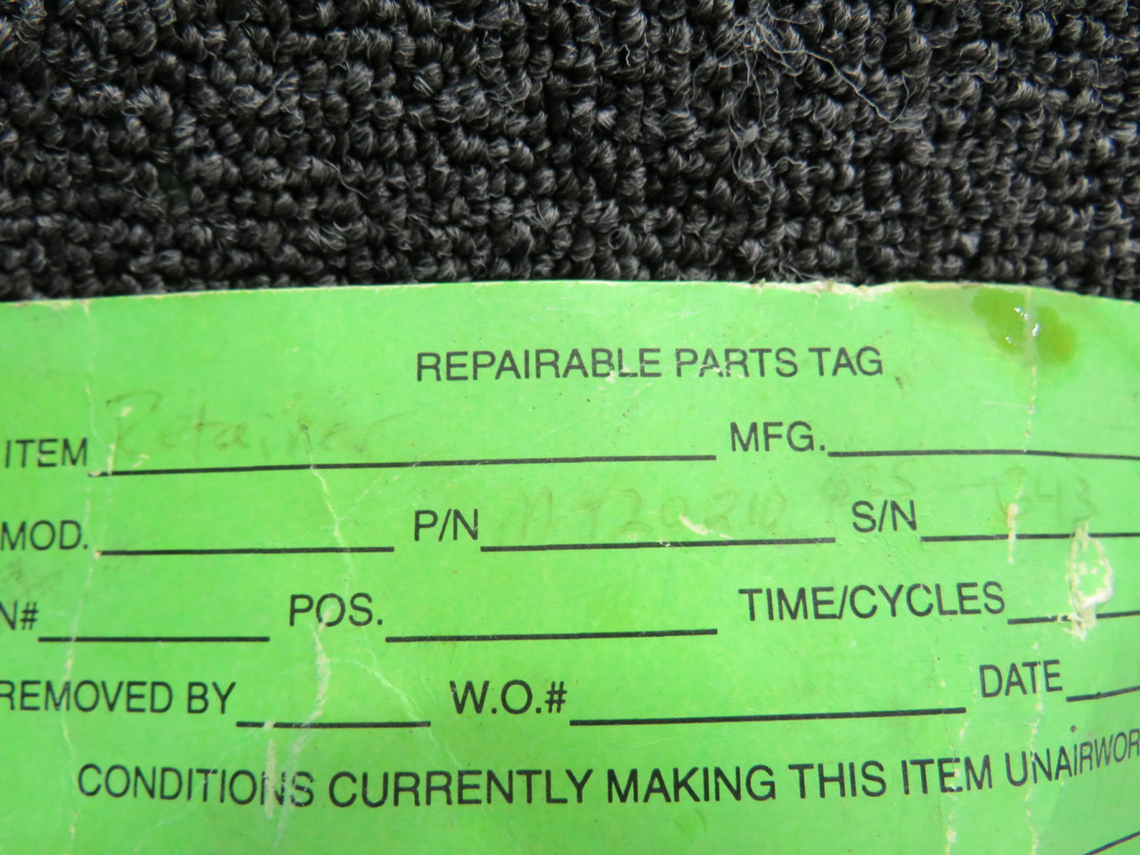 MY20210025 Retainer Comes with Green Repairable Tag (Core)