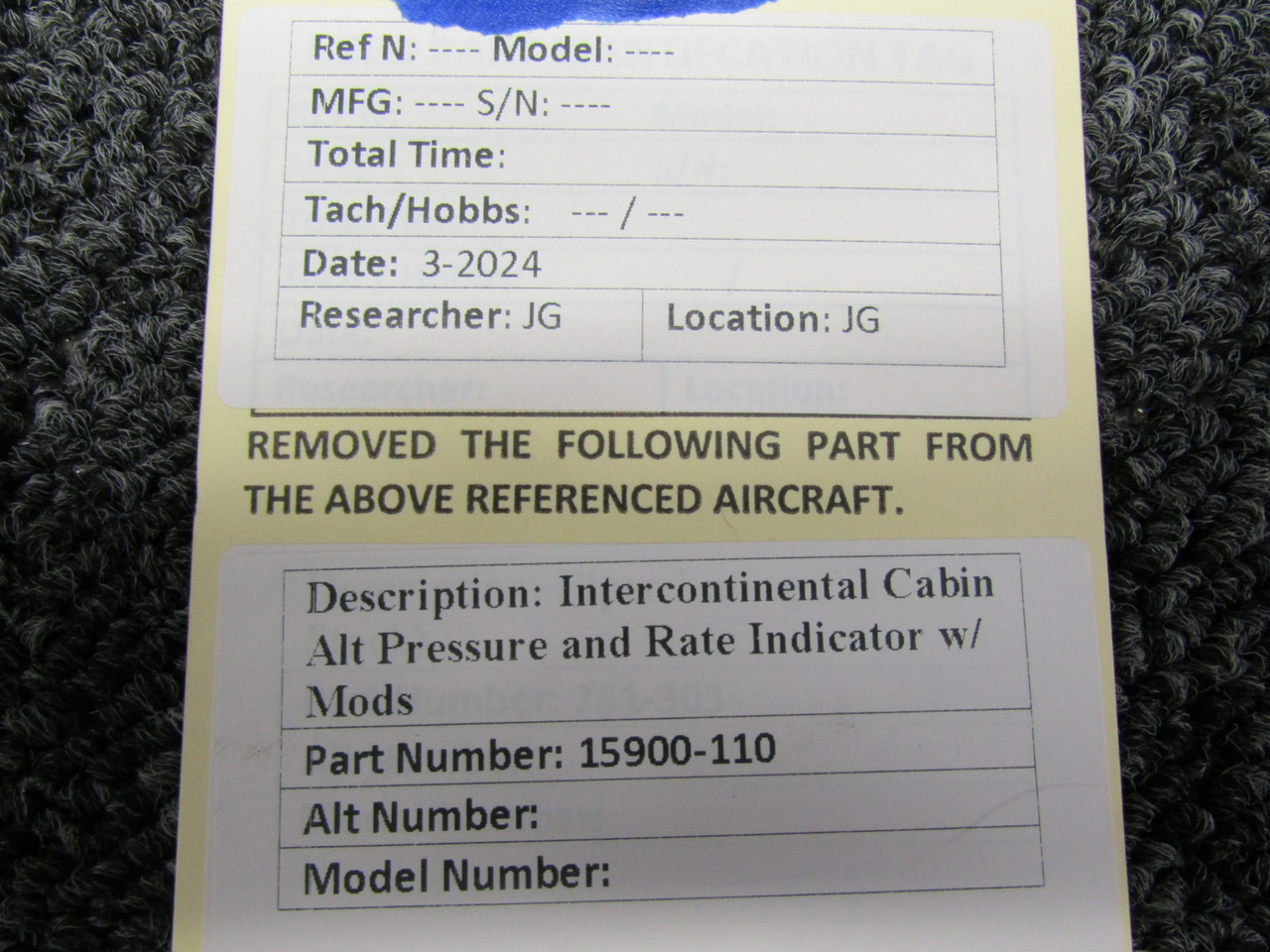 15900-110 Intercontinental Cabin Alt Pressure and Rate Indicator with Mods