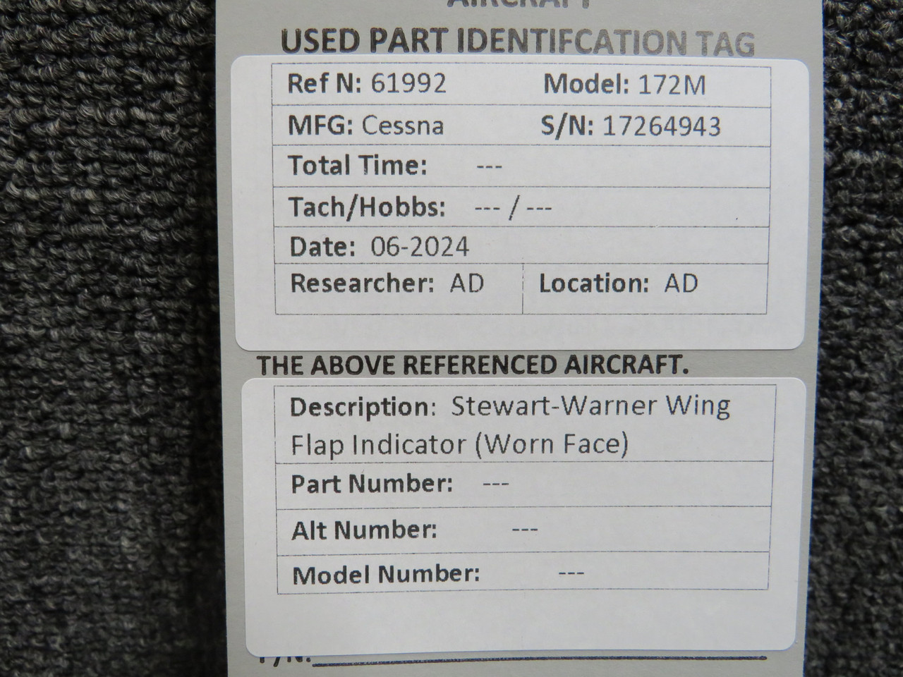 Stewart Warner Worn Face Wing Flap Indicator