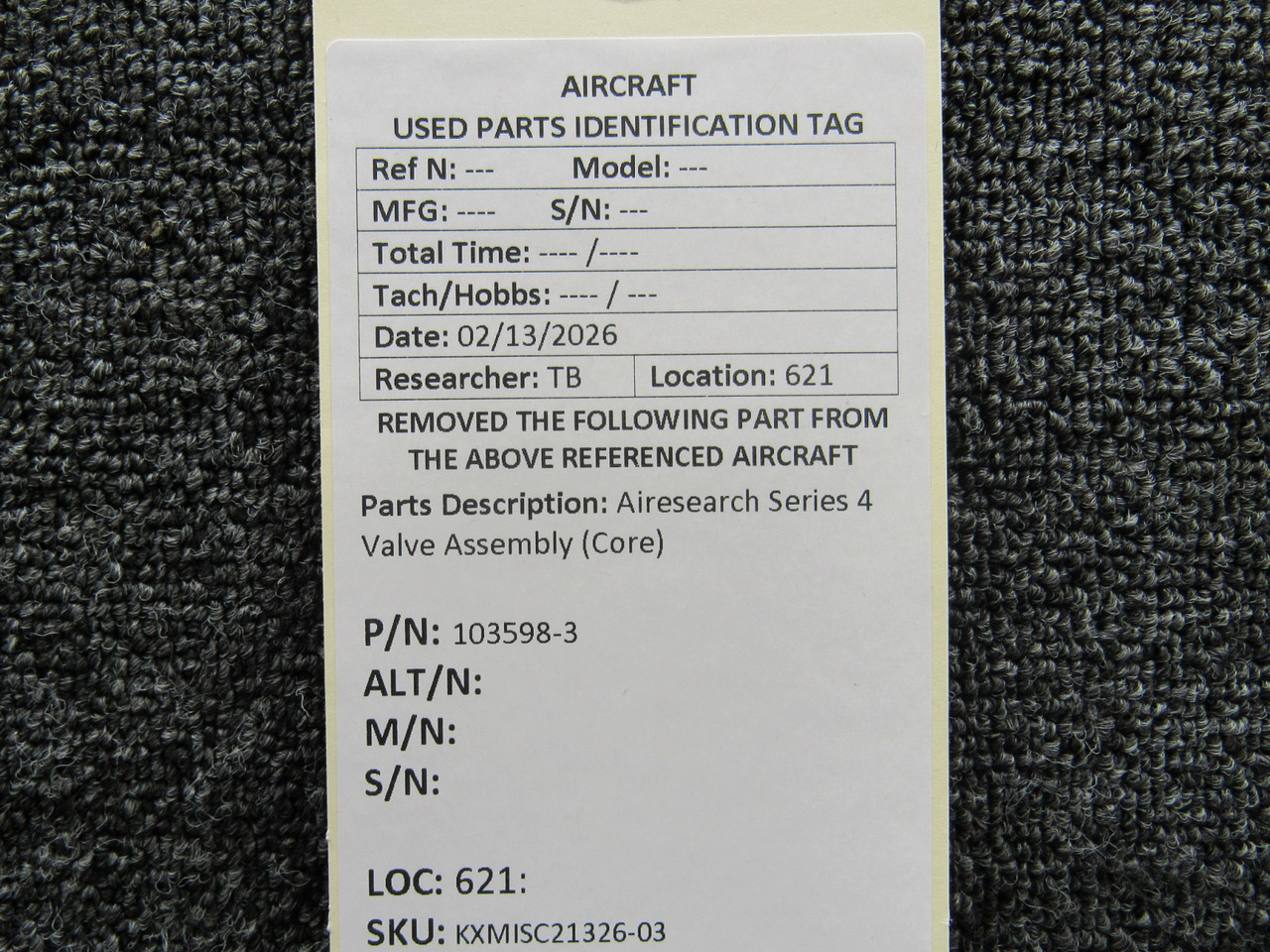 103598-3 Airesearch Series 4 Valve Assembly For Sale
