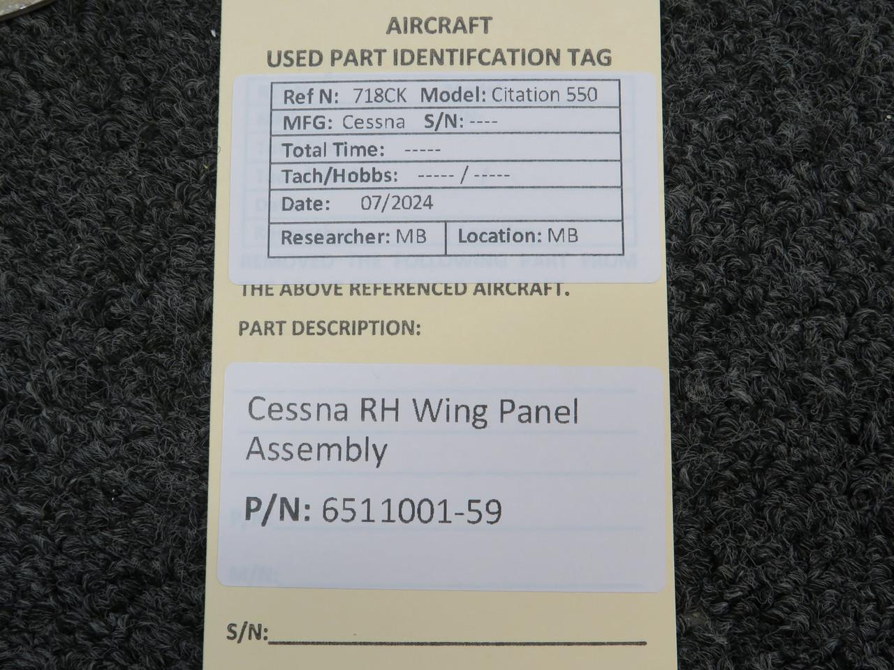 6511001-59 Cessna Right Hand Wing Panel