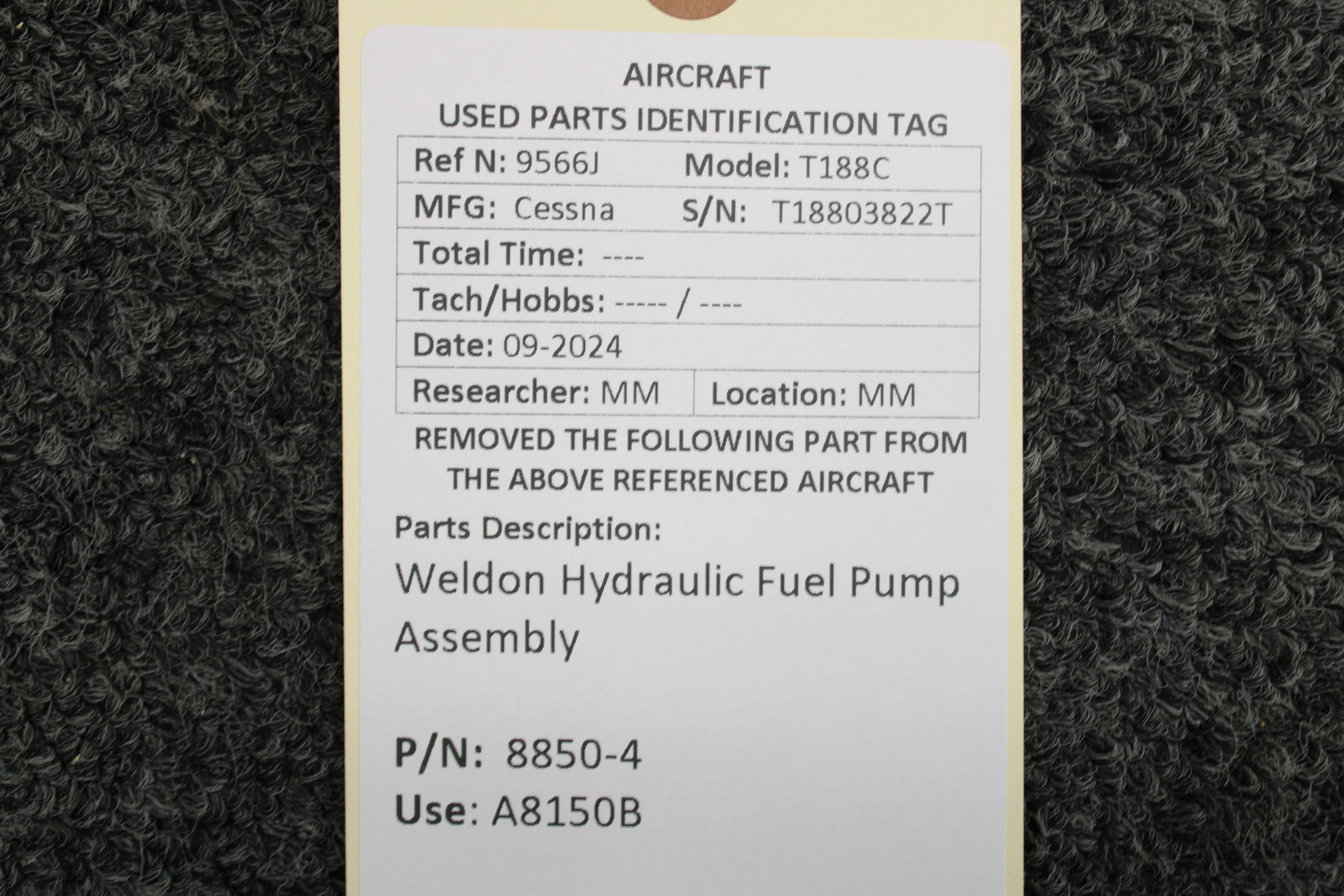 8850-4 (Use: A8150B) Weldon Hydraulic Fuel Pump Assembly Unit