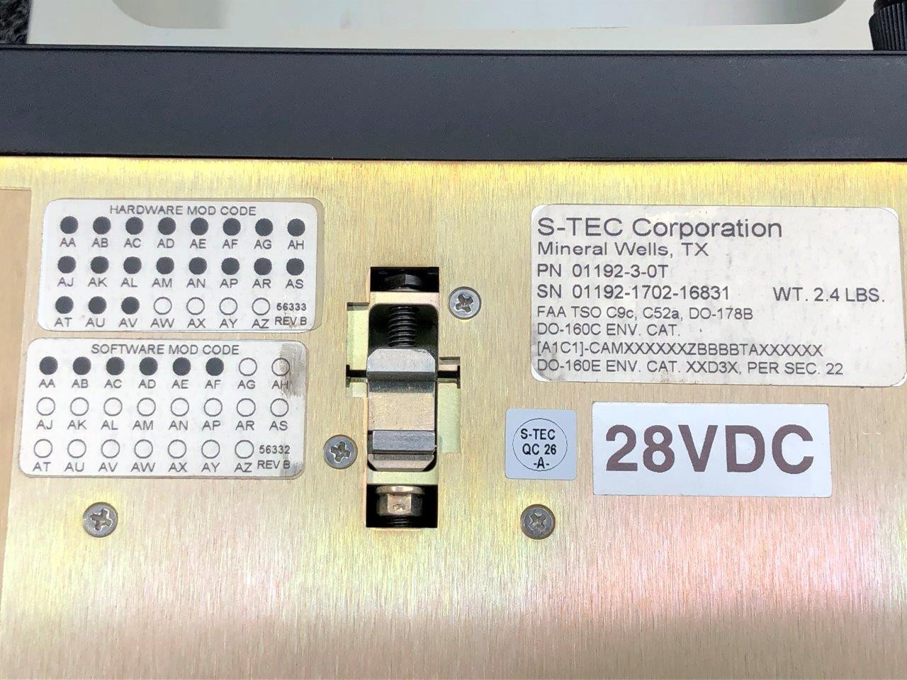 01192-3-0T S-Tec Fifty Five X Autopilot Controller W/ STC (Volts: 28)