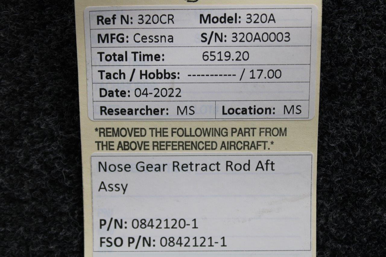 0842120-1 (FSO: 0842121-1) Cessna 320A Nose Gear Retract Rod Assembly AFT
