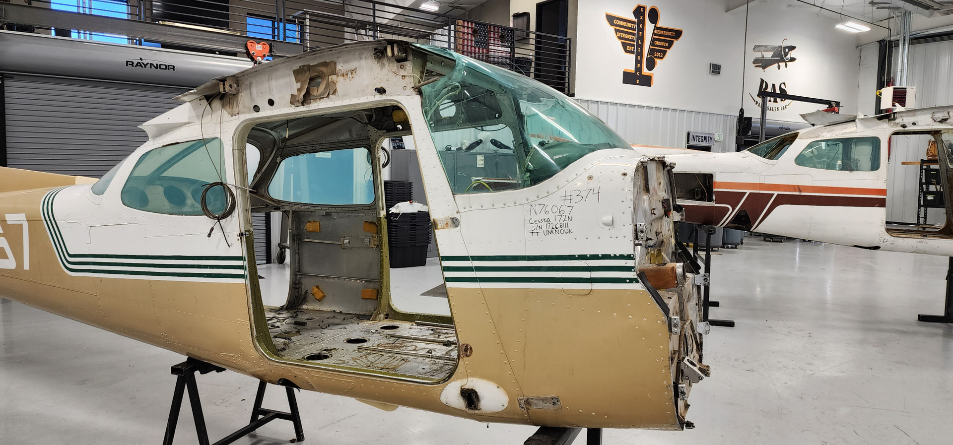 Cessna 172N Fuselage with Bill of Sale, Airworthiness, & Data Tag