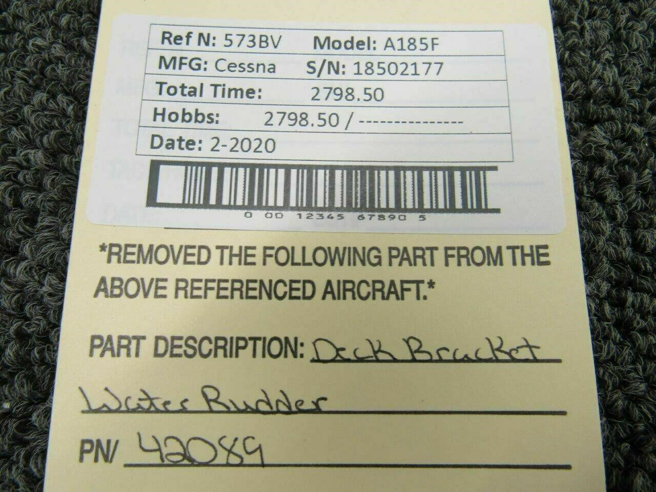 42089 Cessna A185F Edo-Floats 597-2790 Deck Bracket - Water Rudder ...