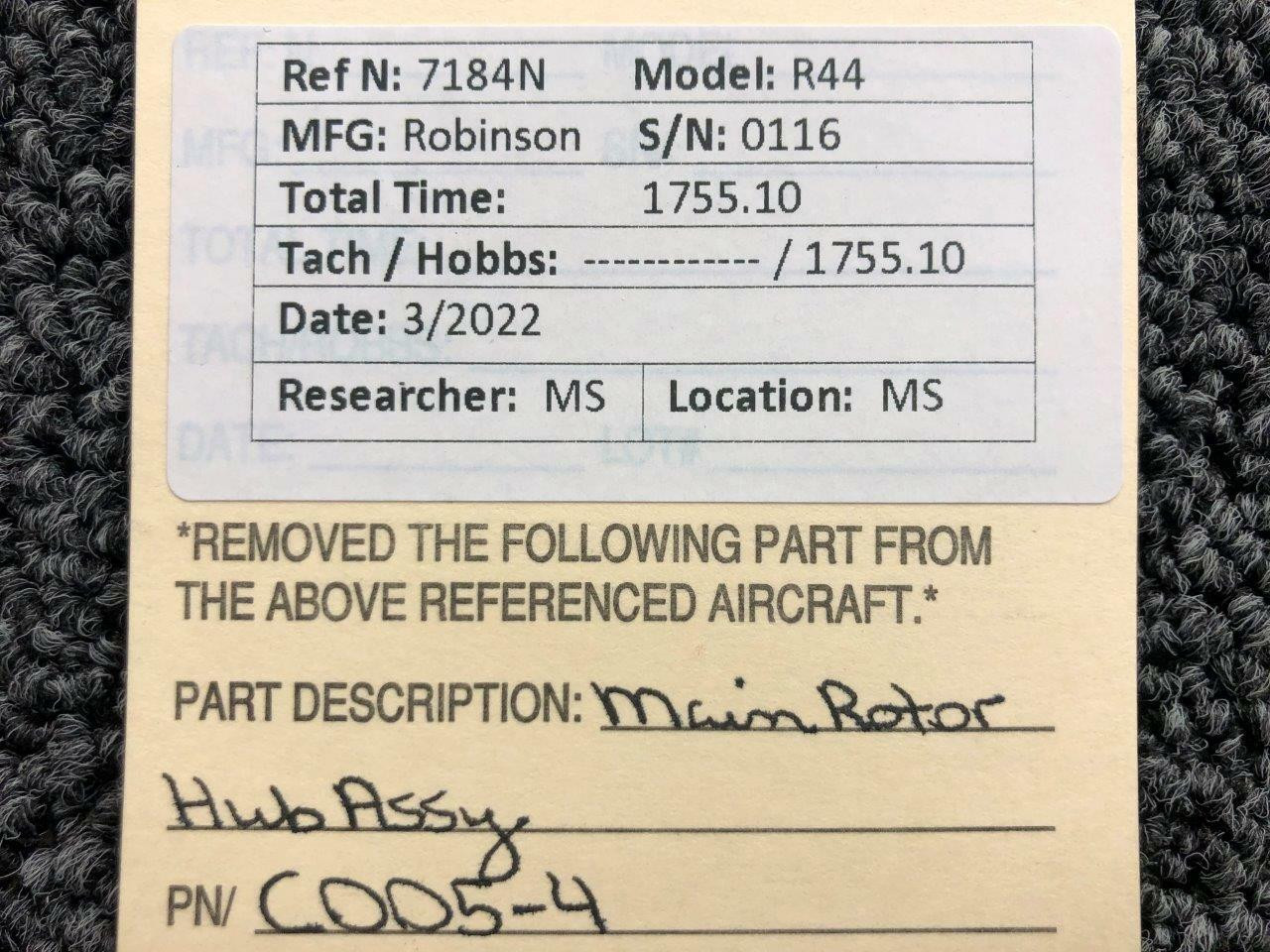 C005-4 Robinson R44 Main Rotor Hub Assembly