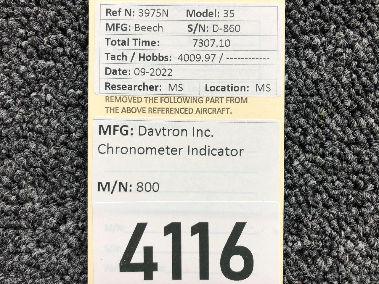 800 Davtron Inc Digital Chronometer Indicator