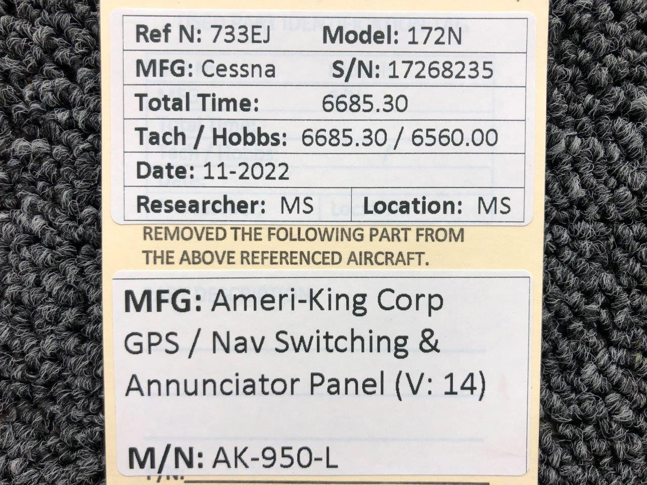 AK-950-L Ameri-King GPS / NAV Switching & Annunciator Panel (Volts: 14)
